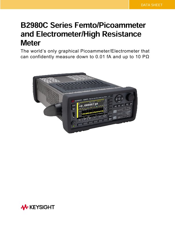 B2980C Series Femto/Picoammeter and Electrometer/High Resistance Meter PDF Asset Page | Keysight
